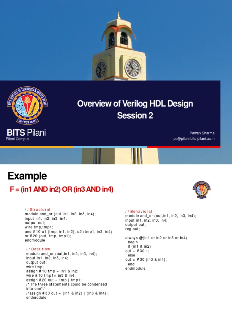 Overview of Verilog HDL Design Session 2: BITS Pilani | PDF | Electronic Design | Computer ...