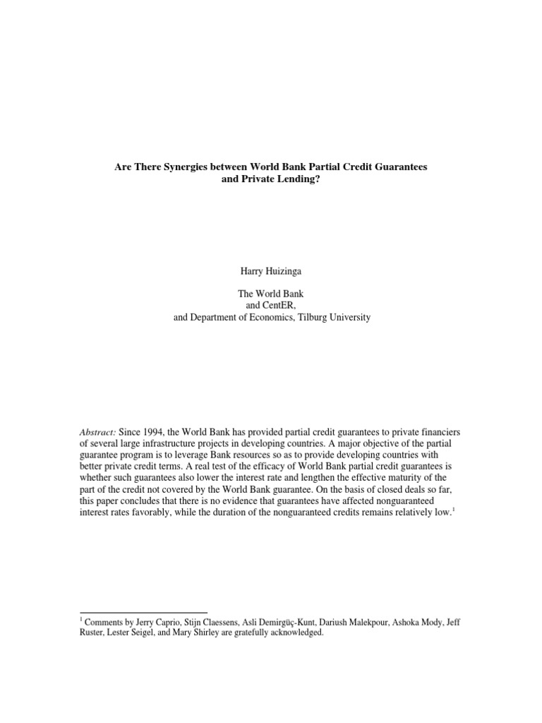 World Bank Guarantees and Private Lending Synergies | PDF | Bond ...