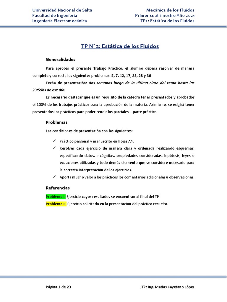 TP 2 Estática 2021-2da Parte | PDF | Medida de presión | Presión