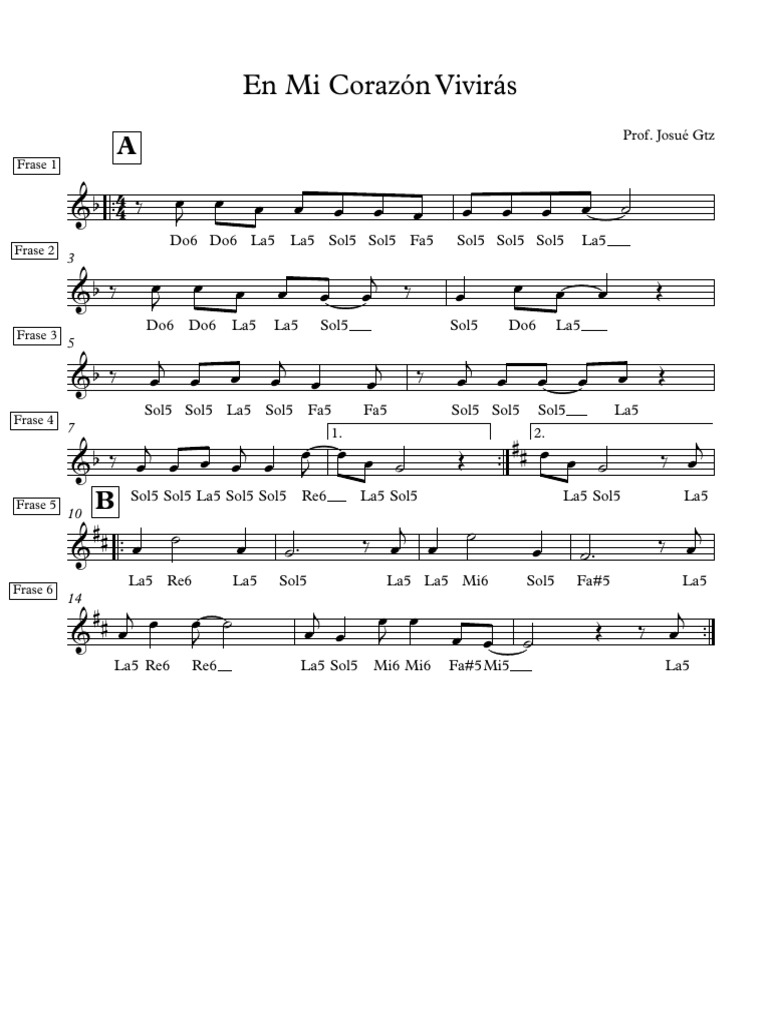 En Mi Corazón Vivirás Partitura Completa Pdf