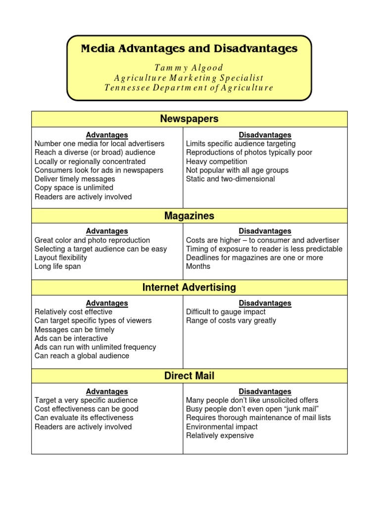 Media Advertising: Pros and Cons | PDF | Advertising | Mass Media