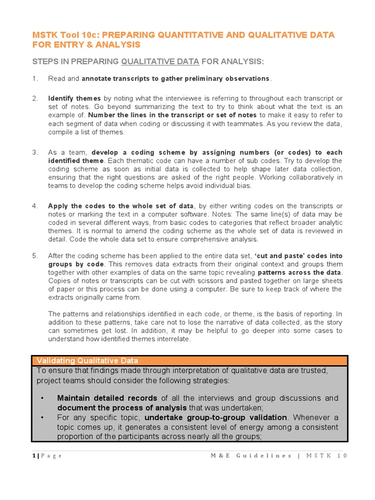 MSTK 10c - Preparing Quantitative and Qualitative Data For Entry ...