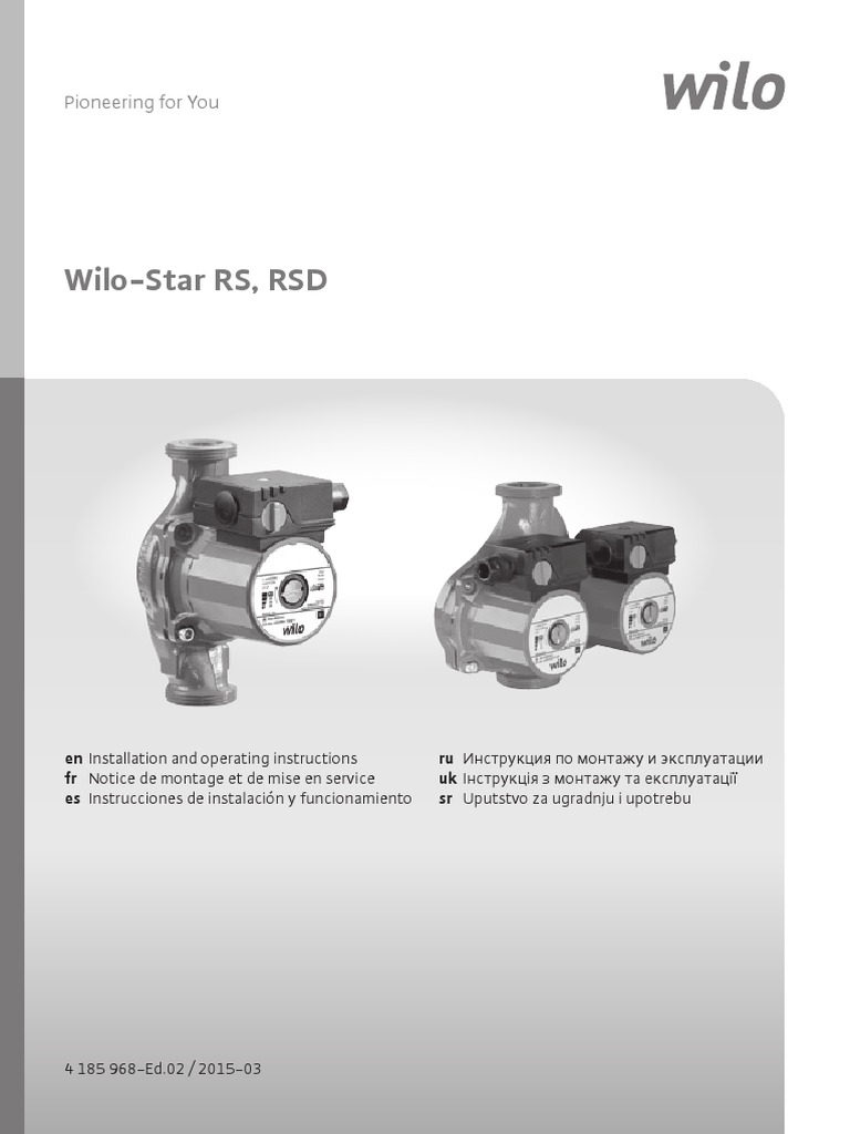 Wilo-Star RS, RSD: Pioneering For You | Download Free PDF | Pump | Safety