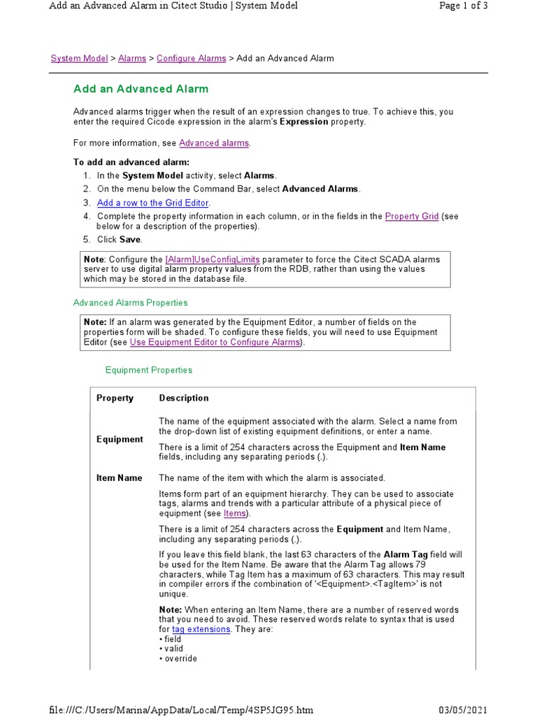 Advanced Alarm Citect SCADA | Download Free PDF | Scada | Tag (Metadata)
