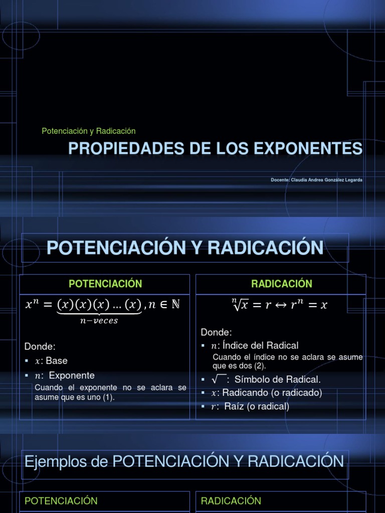 4 - Propiedades de Los Exponentes | PDF | Exponenciación | Conceptos ...