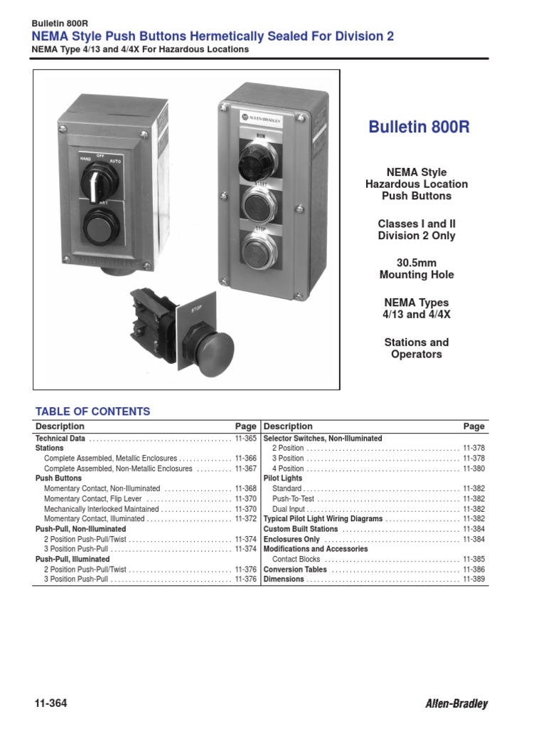NEMA Push Buttons for Division 2 | PDF | Switch | Manufactured Goods