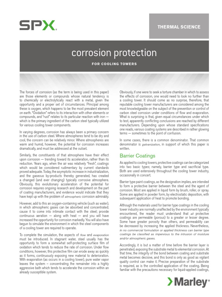 Cooling Tower Corrosion Protection | PDF | Galvanization | Corrosion
