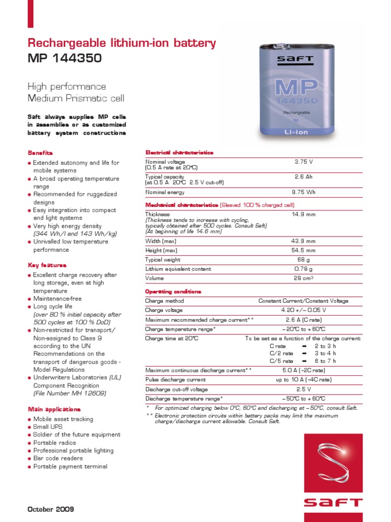Rechargeable Lithium-Ion Battery: High Performance Medium Prismatic ...