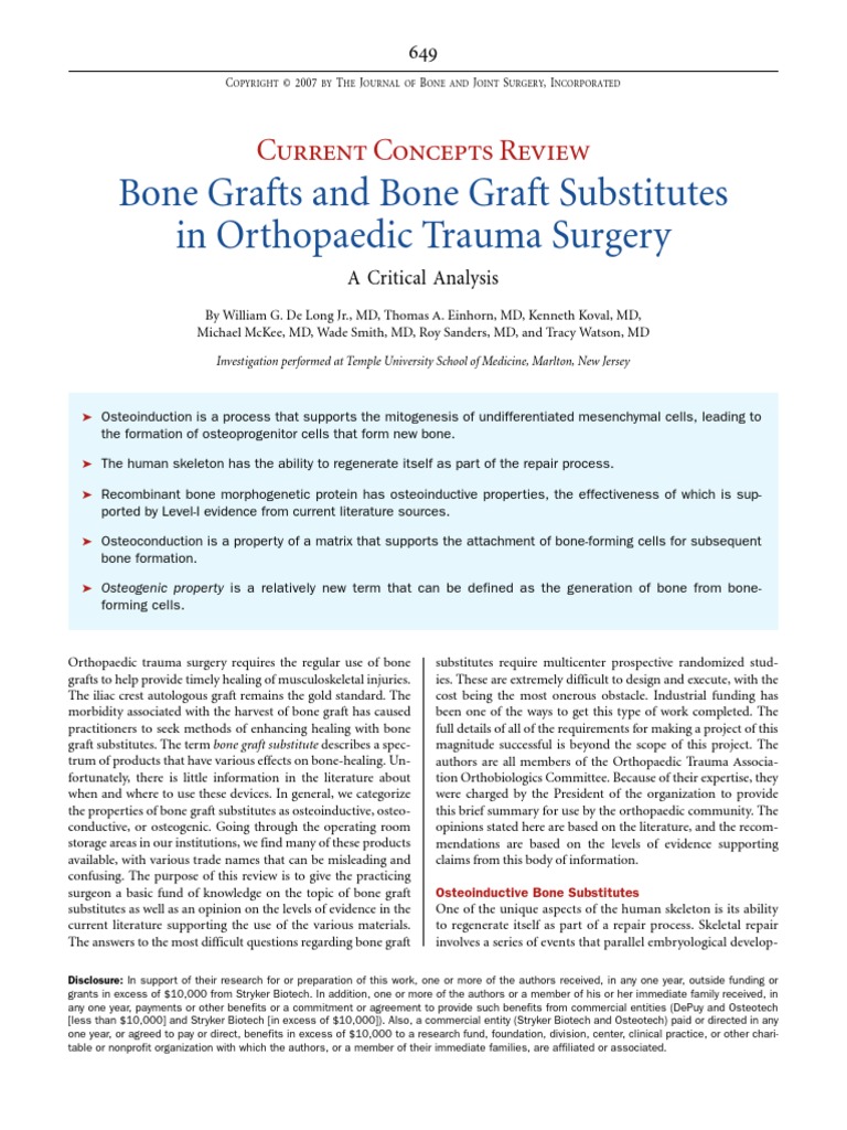 Bone Grafts and Bone Graft Substitutes in Orthopaedic Trauma Surgery ...