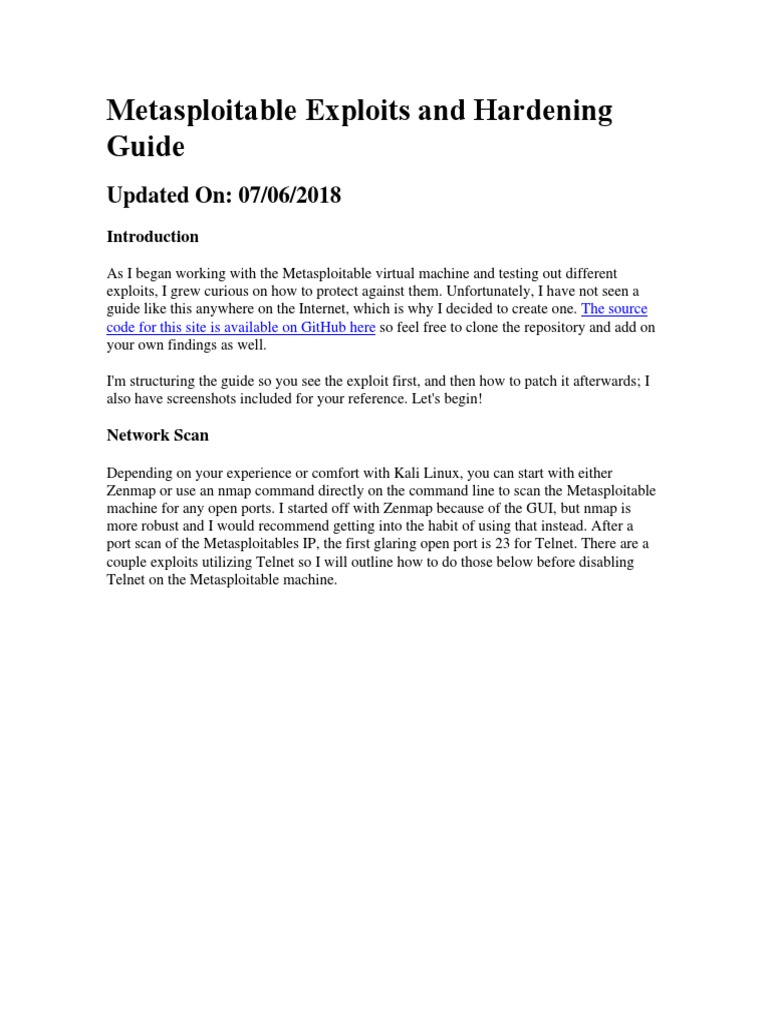 Metasploitable Exploits and Hardening Guide | PDF | File Transfer Protocol | Postgre Sql