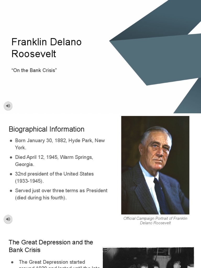 Franklin Delano Roosevelt: "On The Bank Crisis" | PDF | Franklin D ...