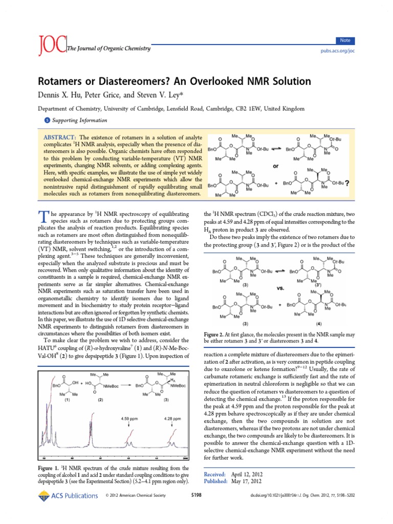 J. Org. Chem. 2012, 77, 5198-5202 (Rotamer Diastereoisomer NMR) | PDF ...