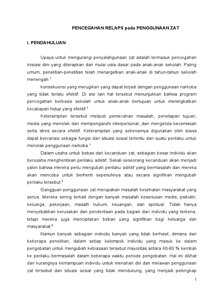 PENCEGAHAN RELAPS Pada PENGGUNAAN ZAT | PDF