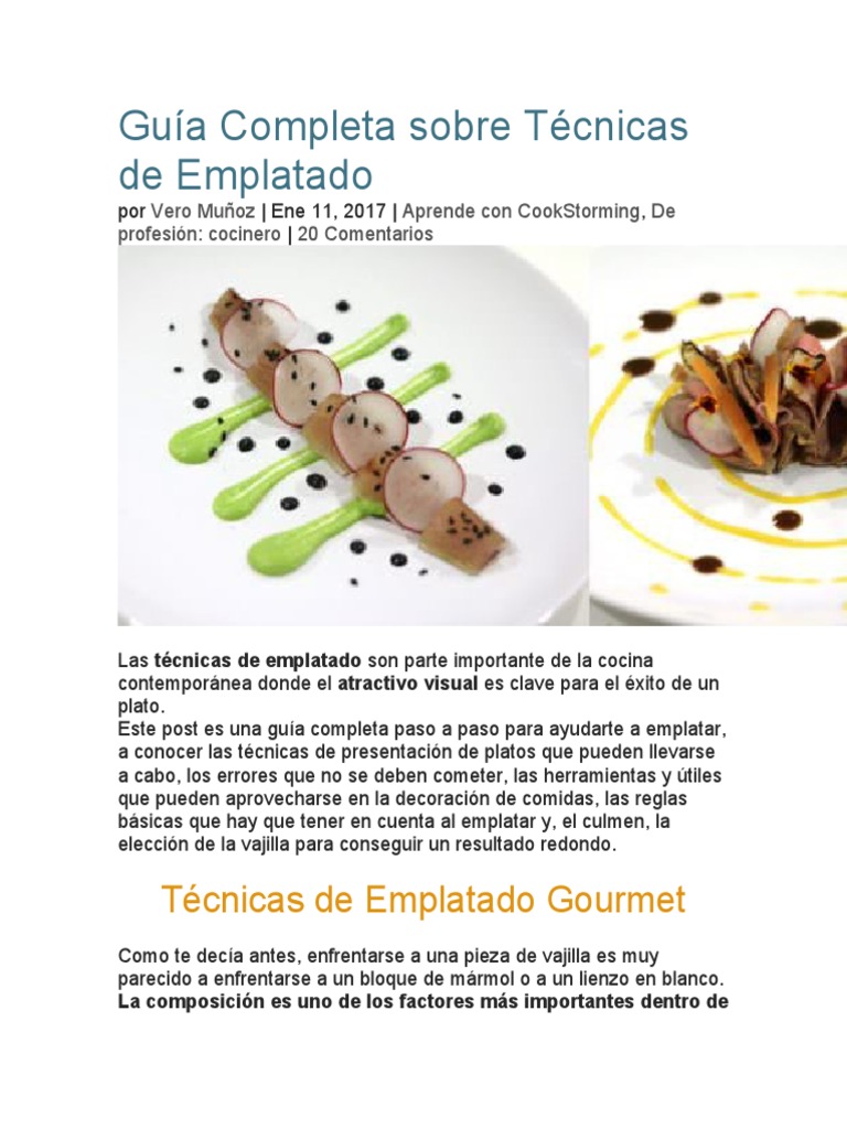 Guía Completa Sobre Técnicas de Emplatado | PDF | Salsa | Cepillo