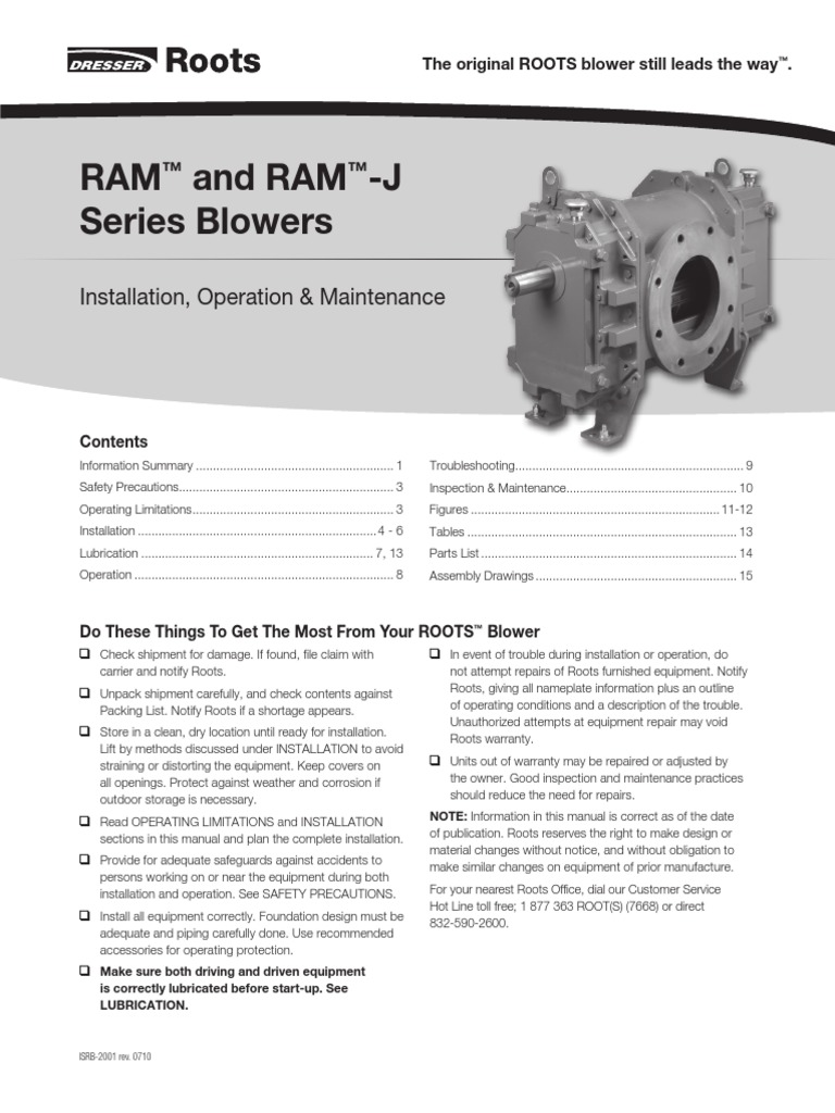 Blower - ROOTS (624 RAM and RAM-J) SERIES | PDF | Belt (Mechanical ...