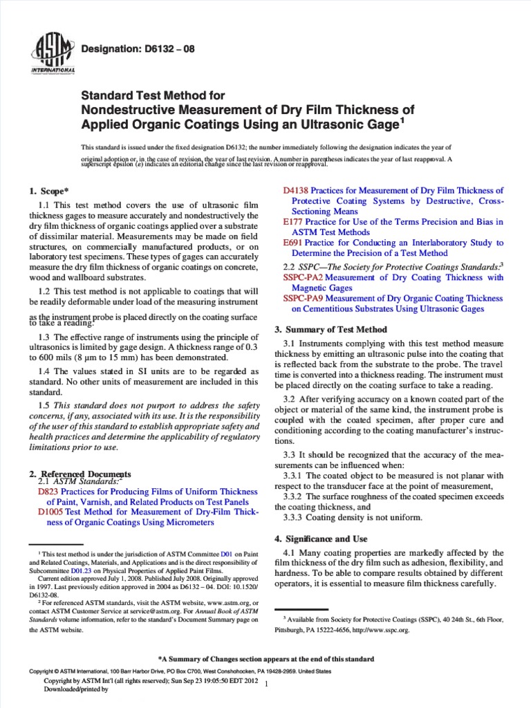 Astm d6132 08 | PDF | Coating | Metrology