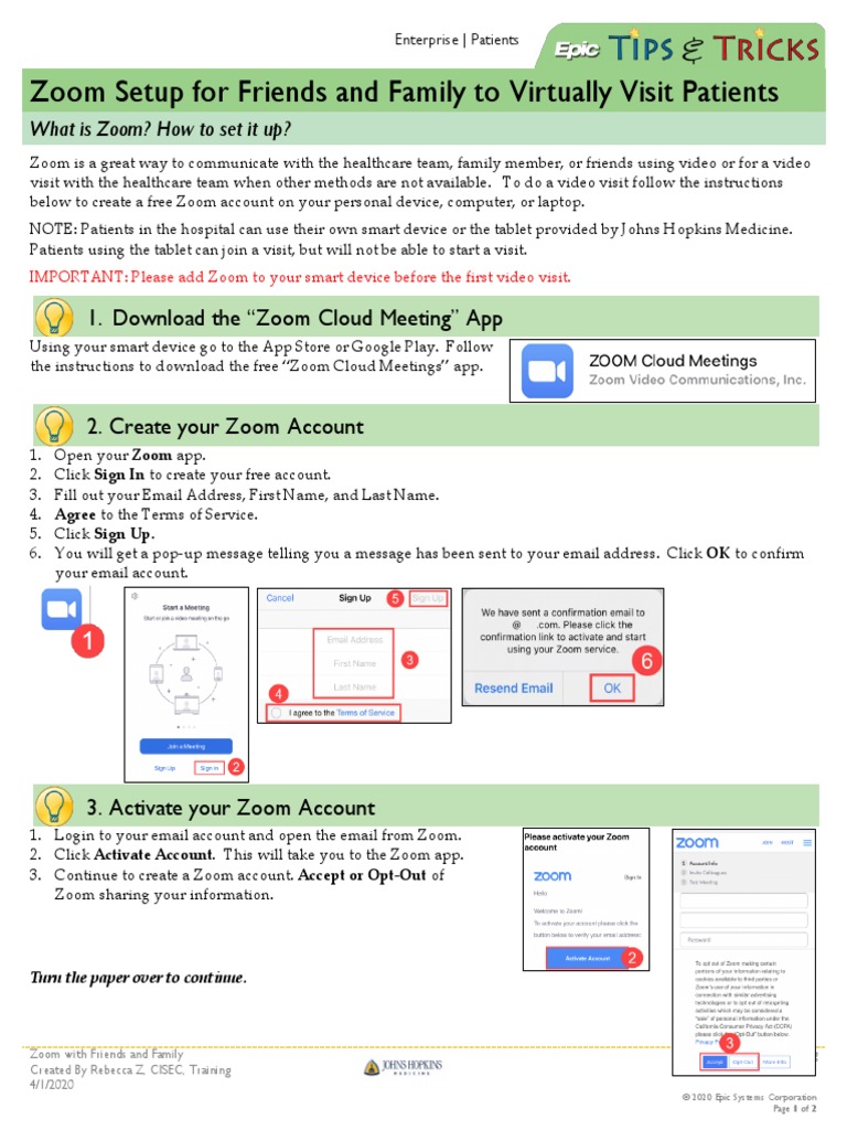 Zoom Setup For Friends and Family To Virtually Visit Patients ...