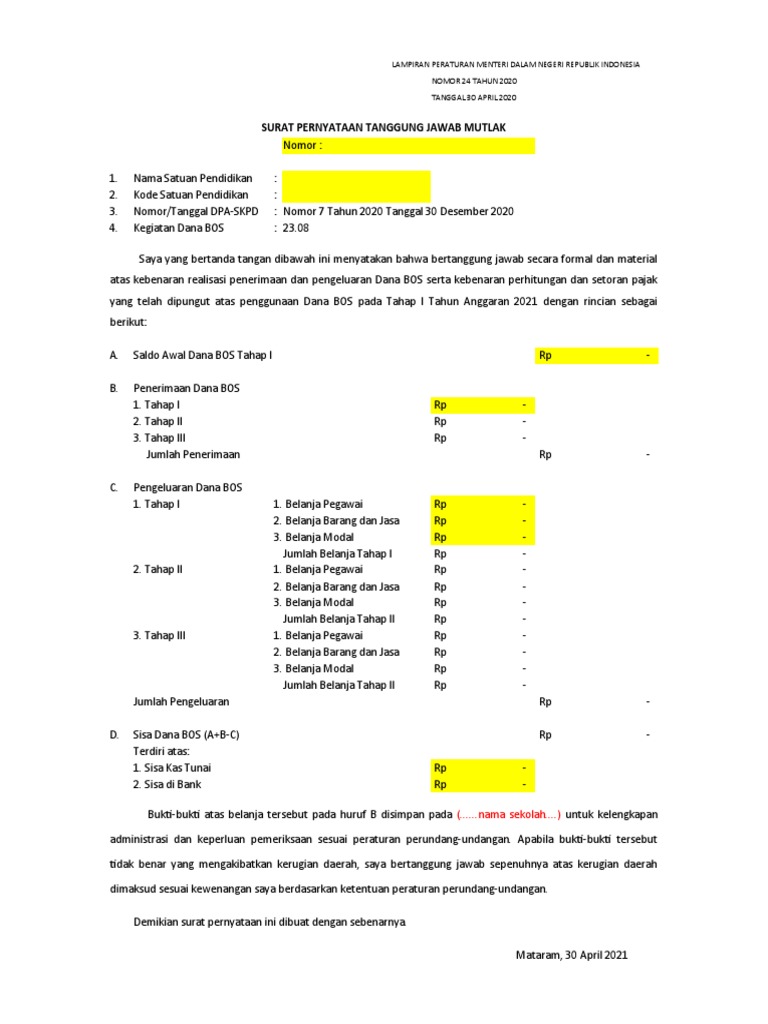 Format SPTJM Bos 2021 | PDF