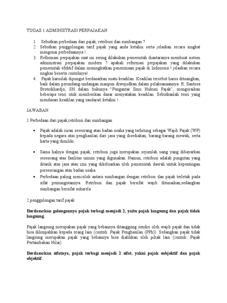 Tugas 1 Administrasi Perpajakan | PDF