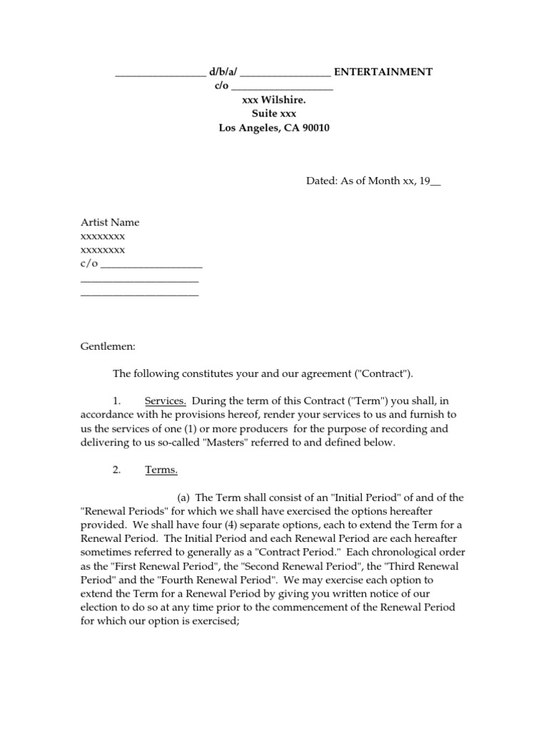 Artist Recording Contract | PDF | Royalty Payment | Fraction (Mathematics)