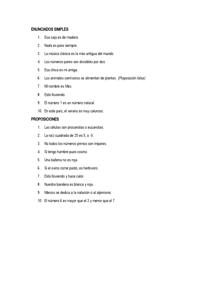Proposiciones Simples | PDF | Hogar, jardinería y bricolaje | Ciencia y ...