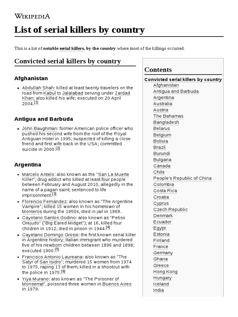 List of Serial Killers by Country | PDF | Life Imprisonment | Murder