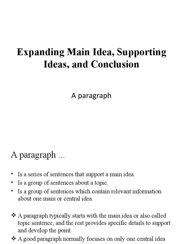 3.expanding Main Idea, Supporting Ideas, and | PDF | Paragraph | Essays