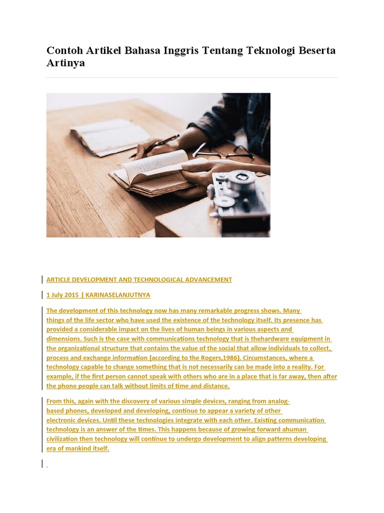 Contoh Artikel Bahasa Inggris Tentang Teknologi Beserta Artinya | PDF ...