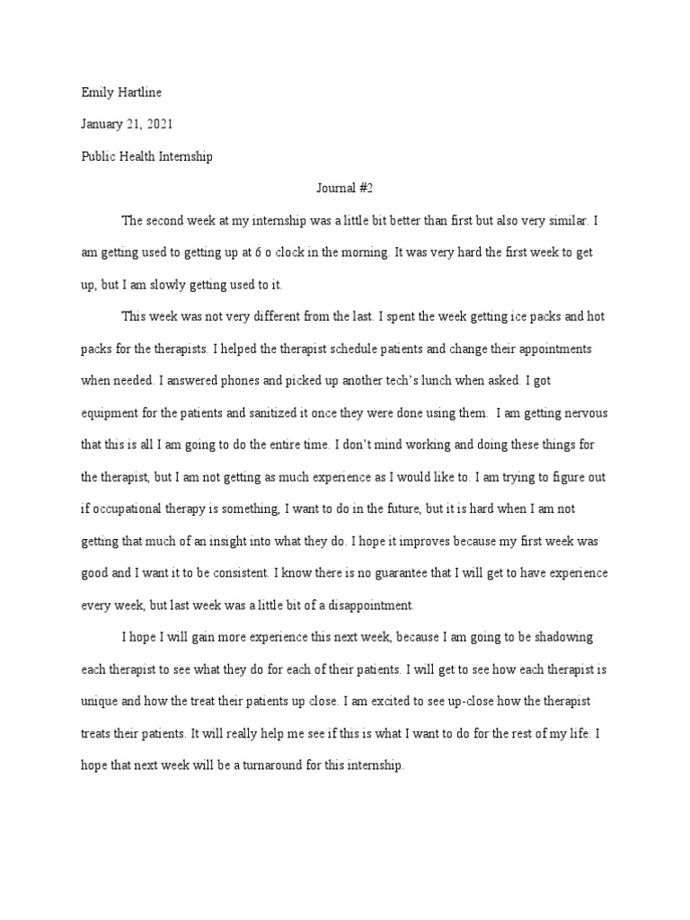 Emily Hartline Journal 2 | PDF | Therapy | Medical Treatments