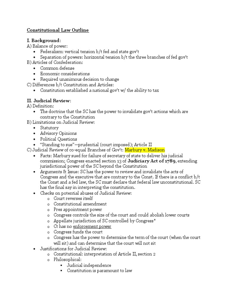 Constitutional Law Outline | PDF
