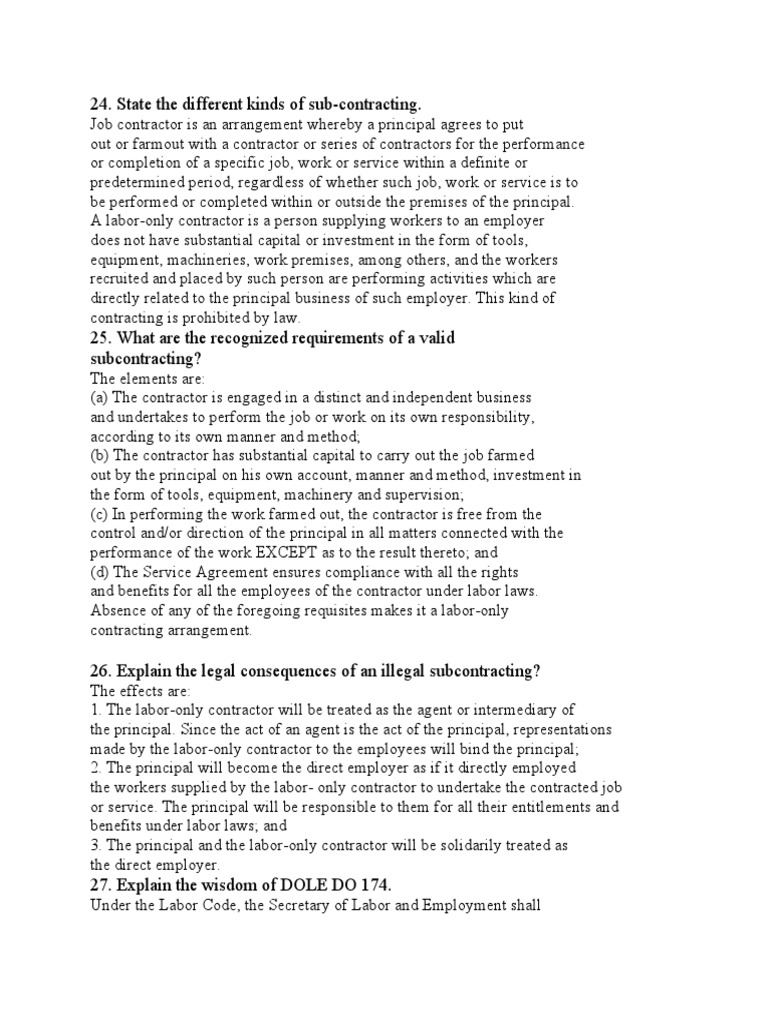 State The Different Kinds of Sub-Contracting | PDF | Employment ...