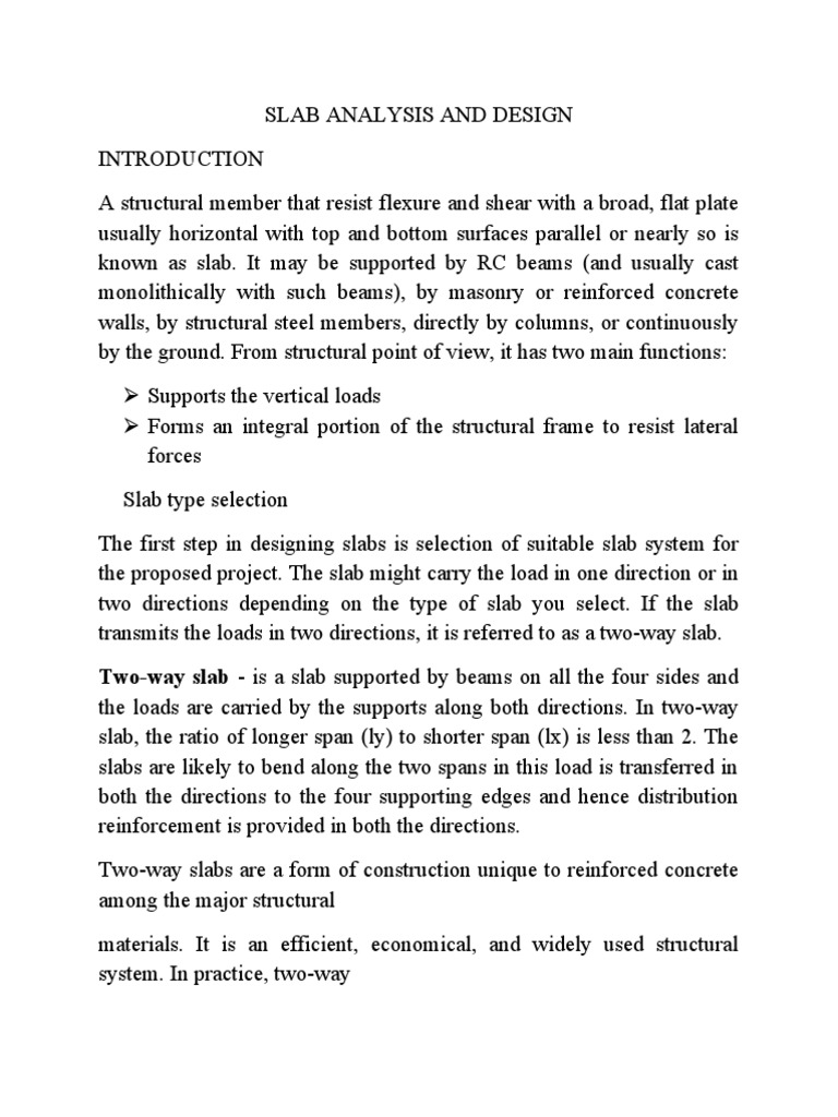 Slab Analysis and Design | PDF | Beam (Structure) | Reinforced Concrete