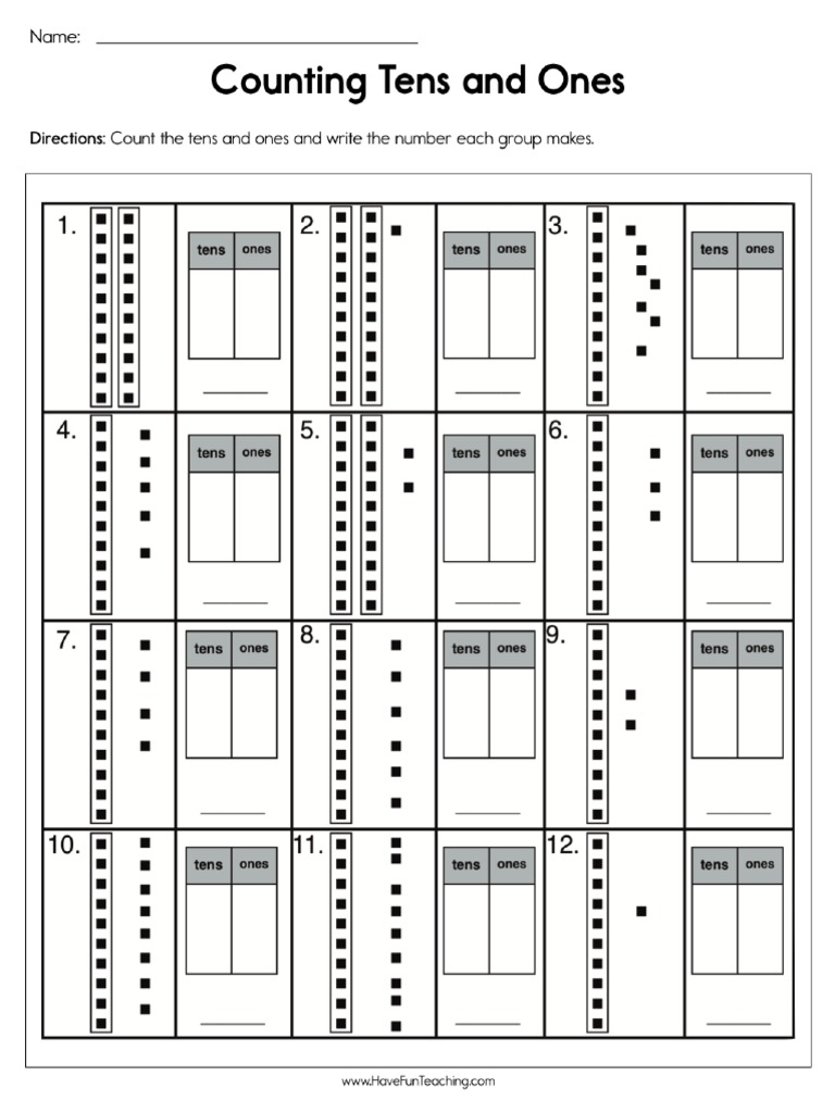 Count Tens and Ones Worksheet | PDF