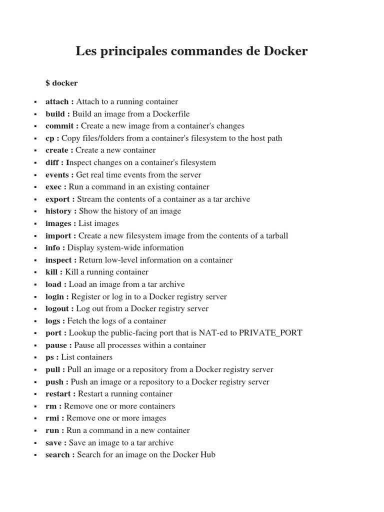 Les Principales Commandes de Docker | PDF