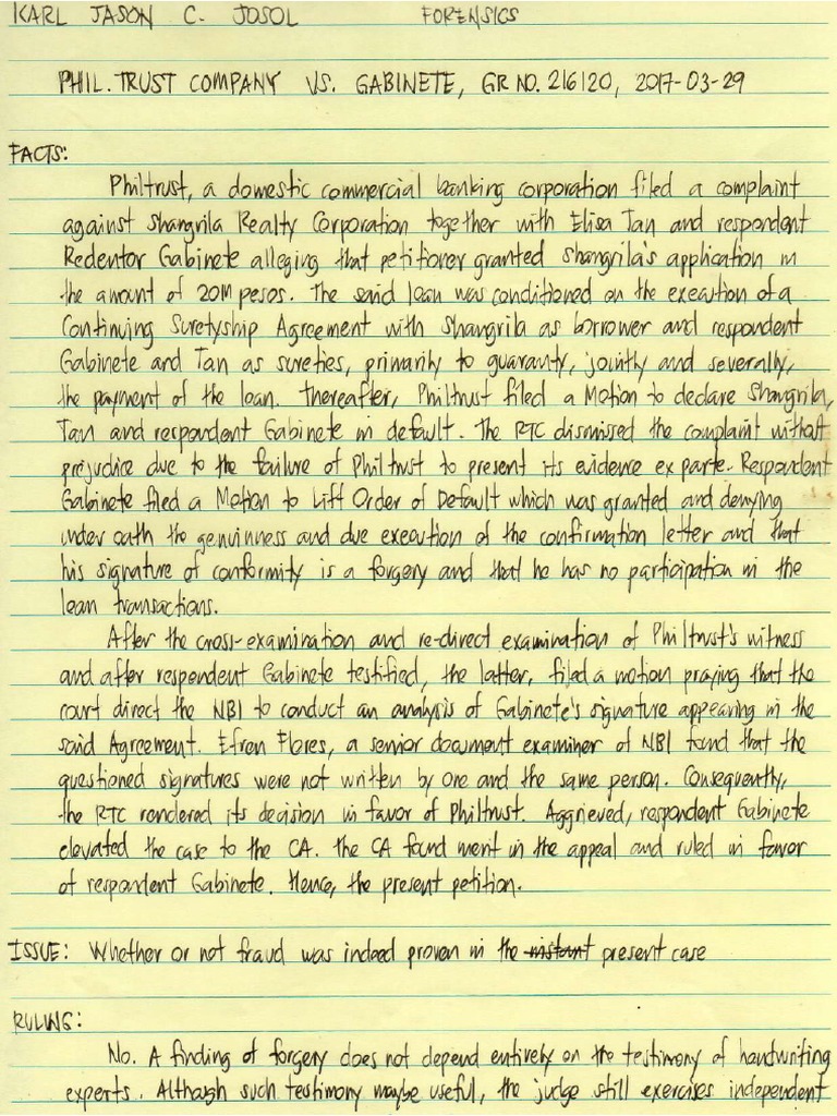 Forensics: Cases On Fingerprint + Handwriting | PDF