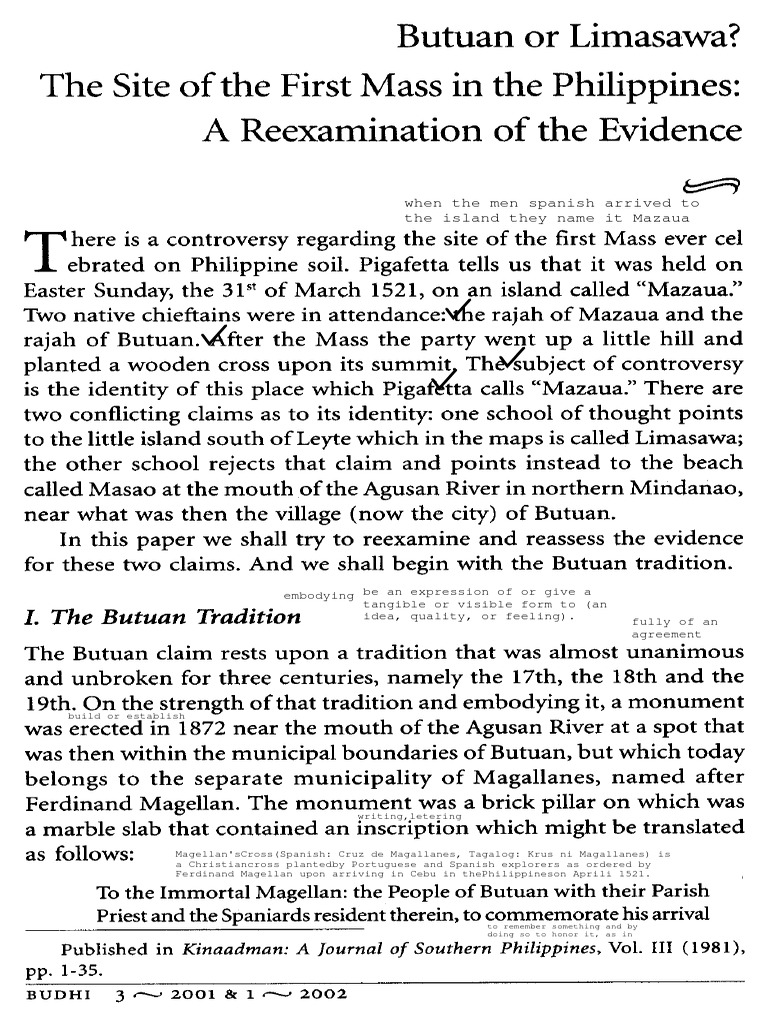 Butuan or Limasawa - The Site of The First Mass in The Philippines - A ...
