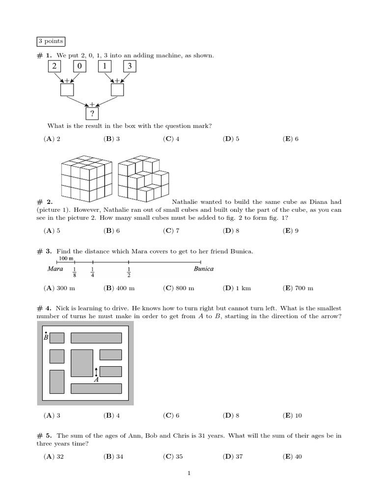 AMC Year5 Practice Questions | PDF | Teaching Mathematics