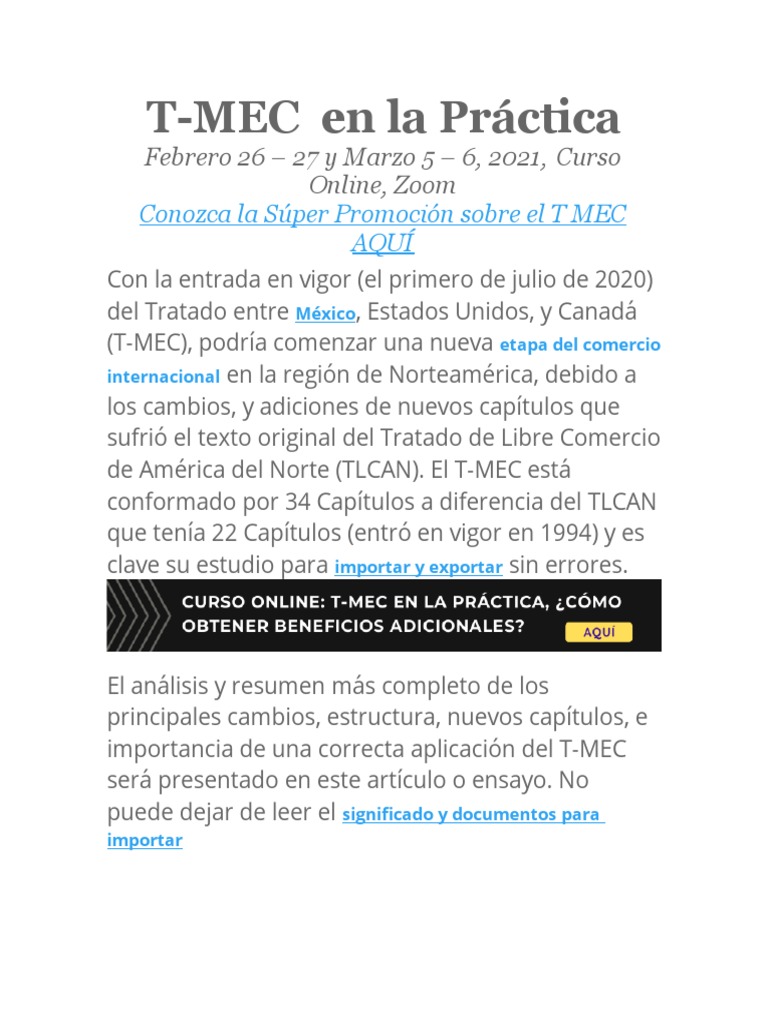 Temec en La Practica | PDF | Tratado de Libre Comercio Norteamericano ...