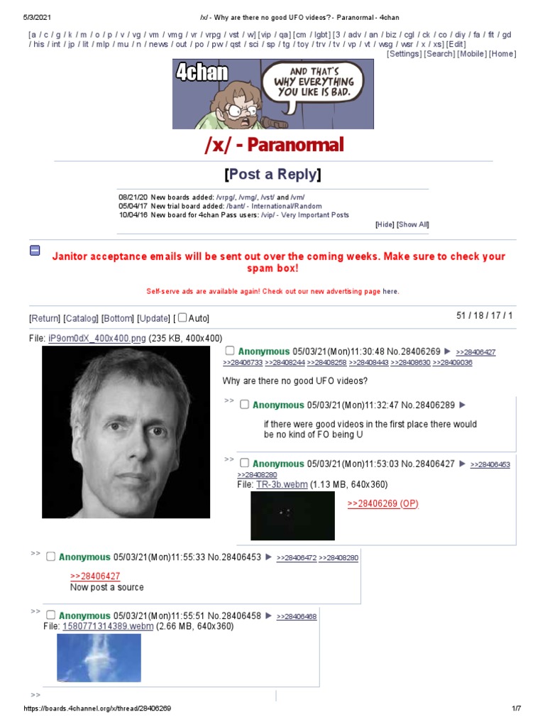 X - Why Are There No Good UFO Videos - Paranormal - 4chan | PDF | Unidentified Flying Object ...
