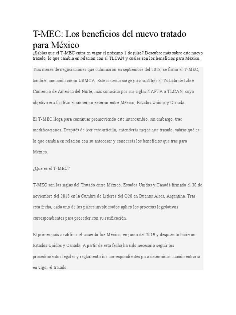 Tmec y Beneficios | PDF | Economias | Economía (general)