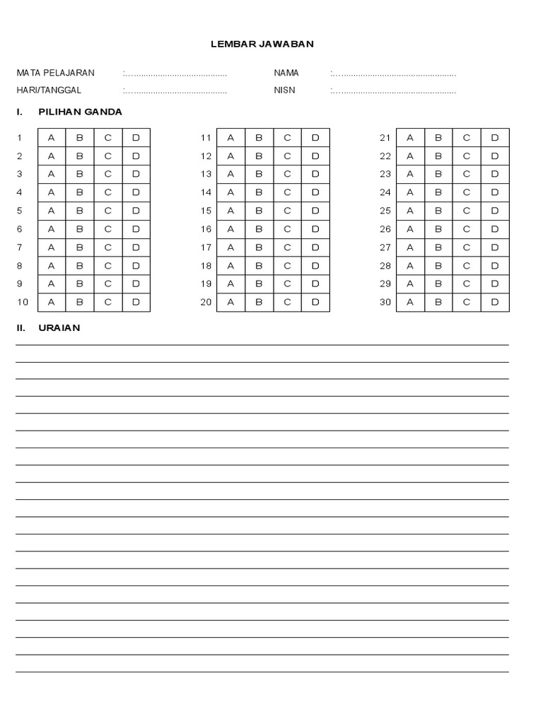 Lembar Jawaban | PDF