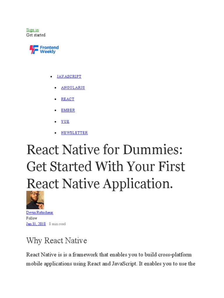 React Native For Dummies | PDF | Android (Operating System) | Ios