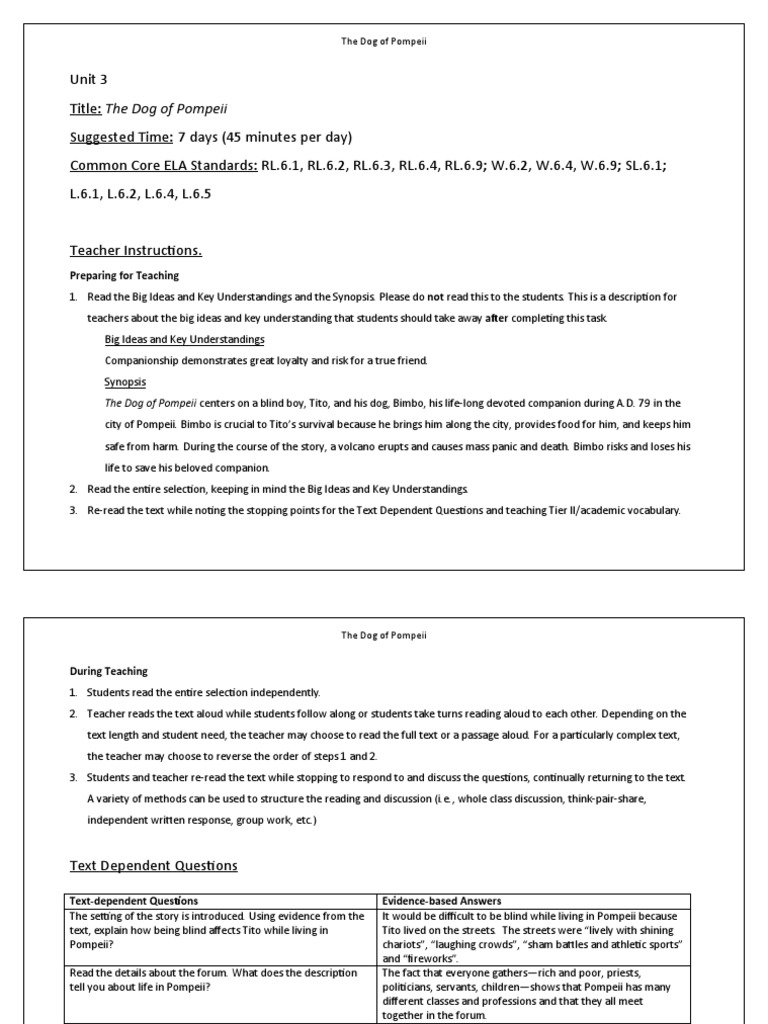 The Dog of Pompeii. Lesson - Story | PDF | Pompeii | Dogs