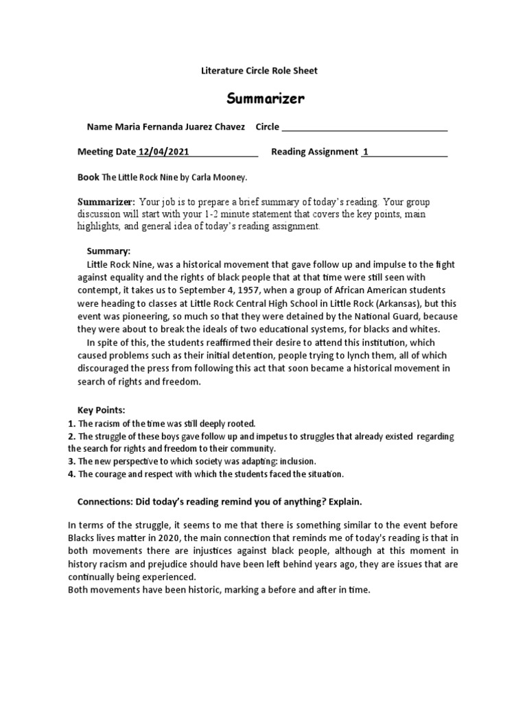 Lit Circles - Role Sheets | PDF | Arkansas | Books