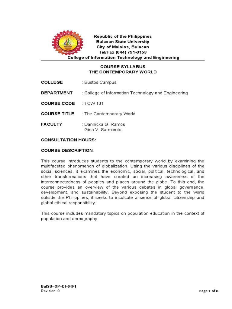 Syllabus The Contemporary World | PDF | Citation | Globalization