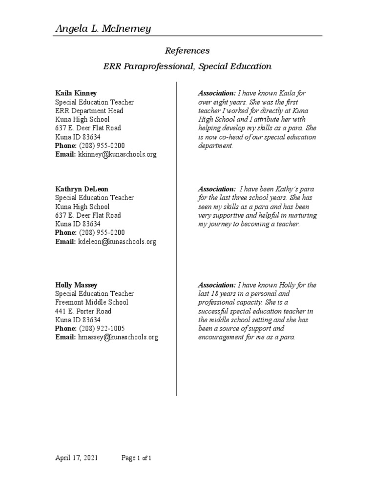 Angie References | PDF