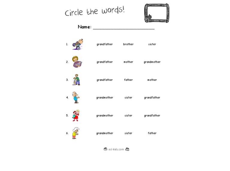 ESL-Kids - Family Multiple Choice Worksheet | PDF