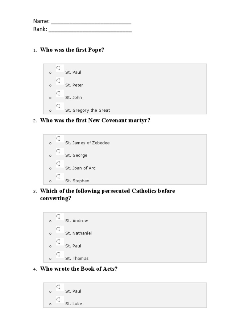 Quiz | PDF | Paul The Apostle | Saint Peter