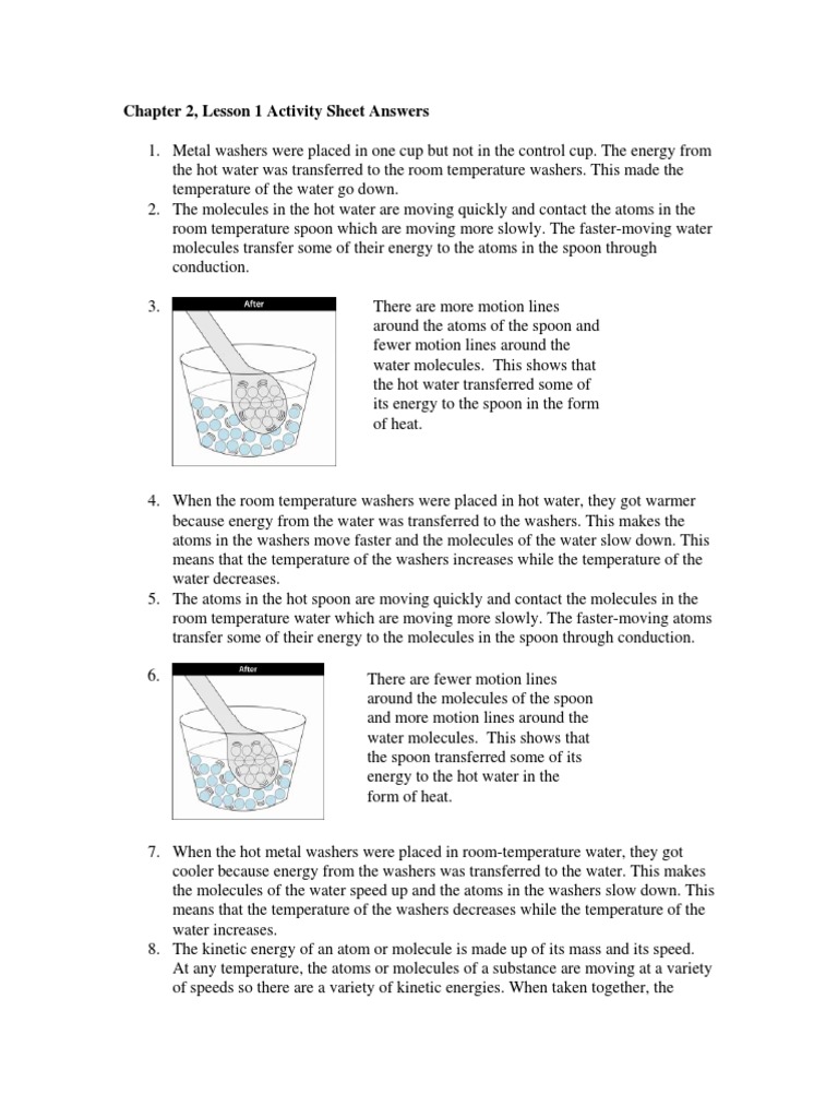 Chapter 2, Lesson 1 Activity Sheet Answers | PDF | Temperature ...