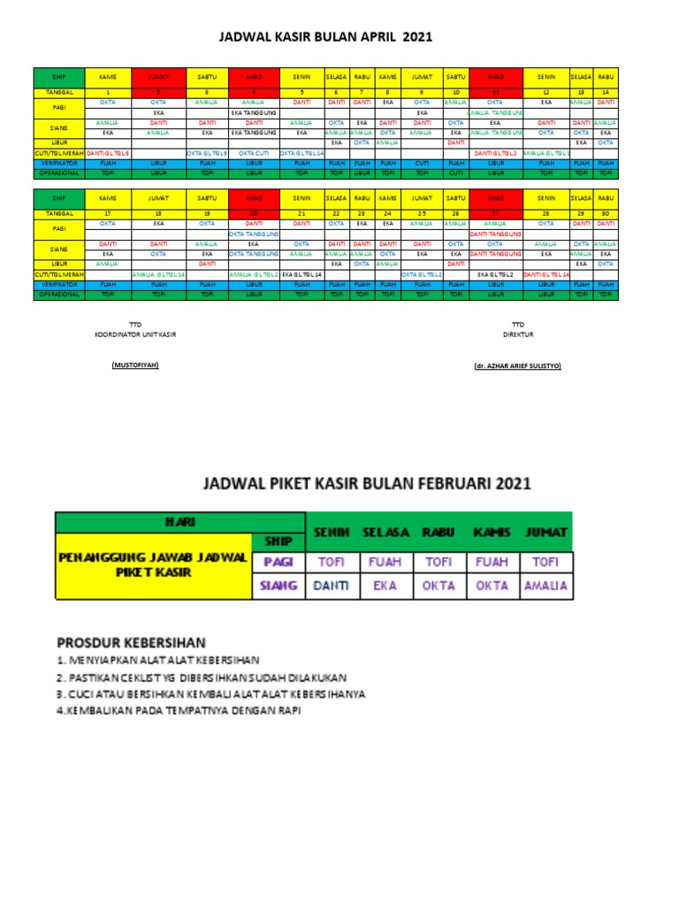 Jadwal Kasir 2021 | PDF